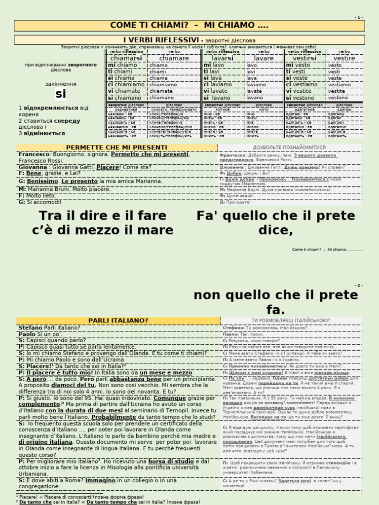 I Verbi Riflessivi | PDF