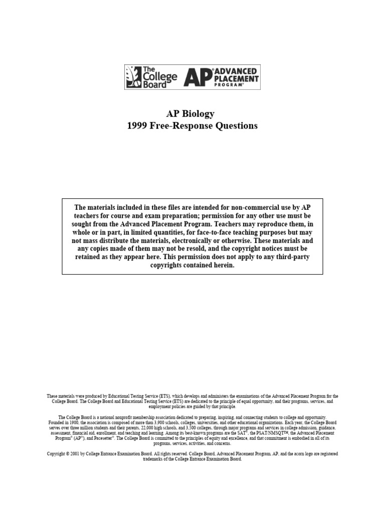 AP Biology Past Papers | PDF | Advanced Placement | Genetics