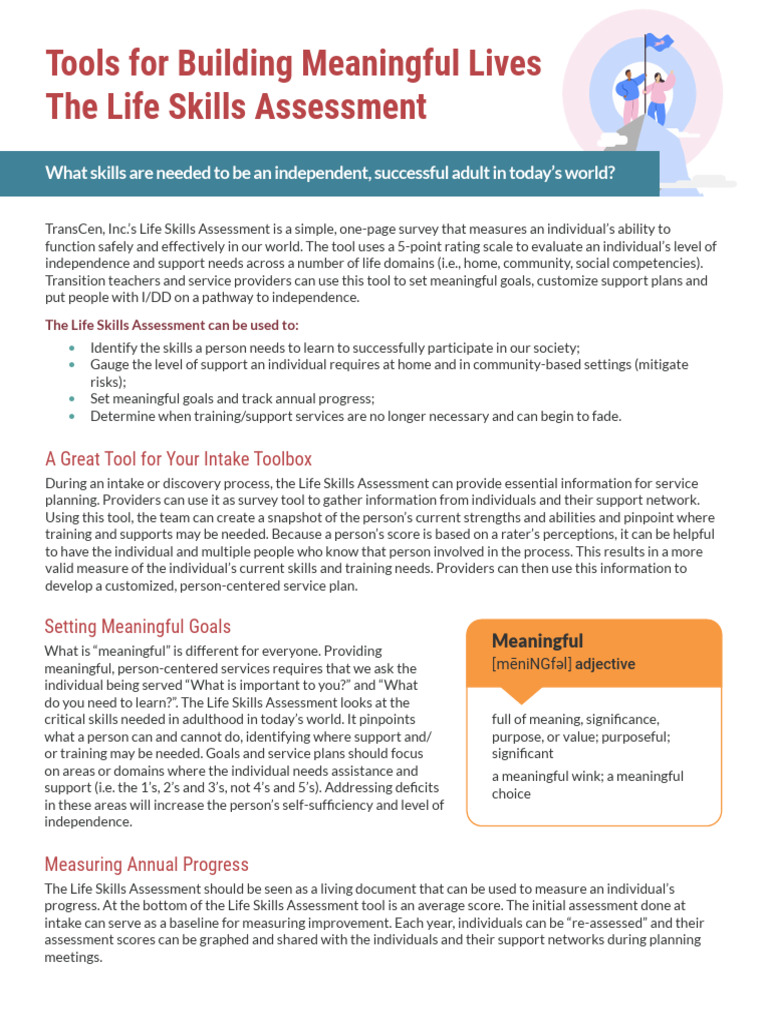 Tools For Building Meaningful LIves - The Life Skills Assessment | PDF ...