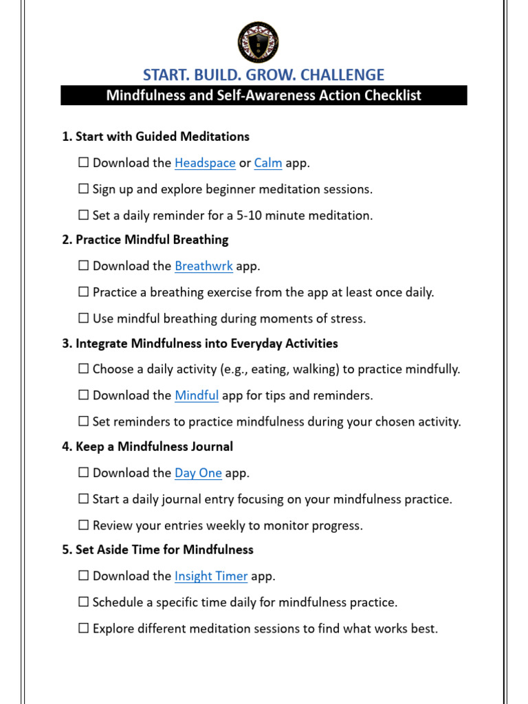 Developing Mindfulness Checklist | PDF