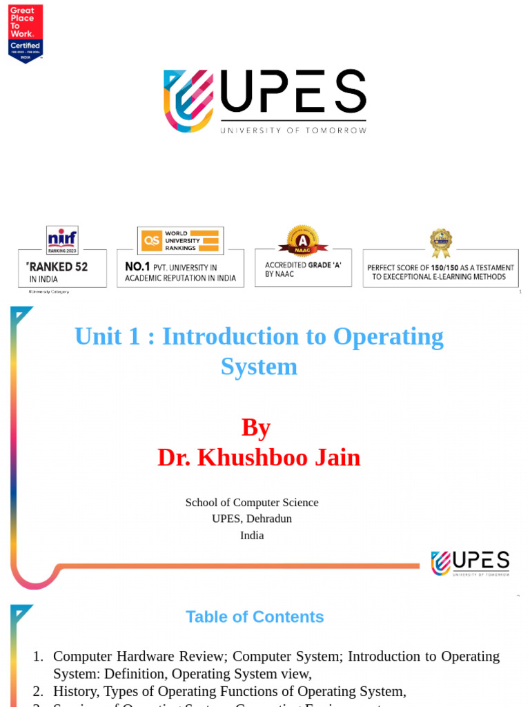 OS_Unit 1 | PDF | Operating System | Process (Computing)