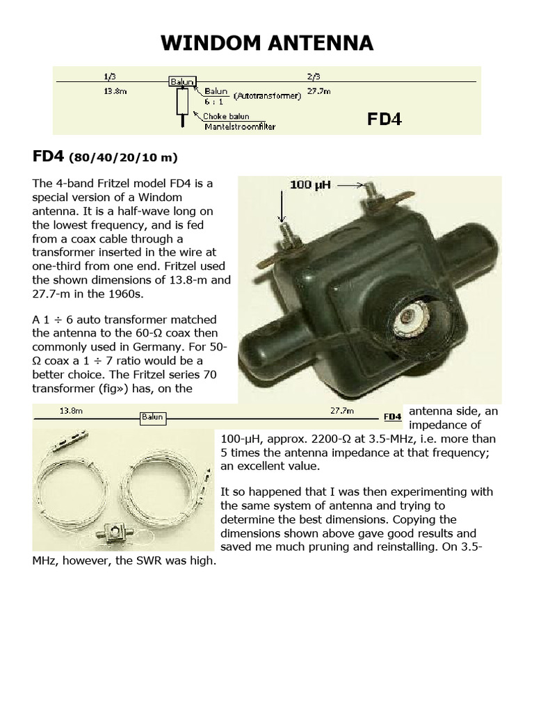 FD4 Antenna: Design and Performance | PDF | Antenna (Radio) | Coaxial Cable