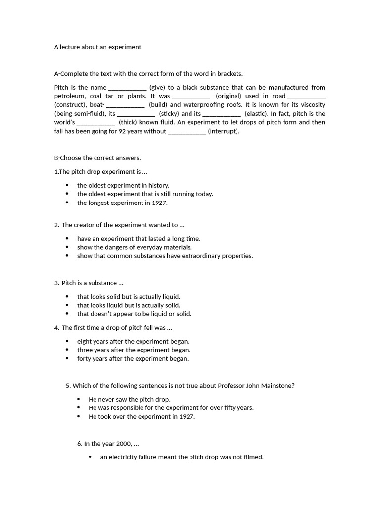 A Lecture About An Expiriment | PDF