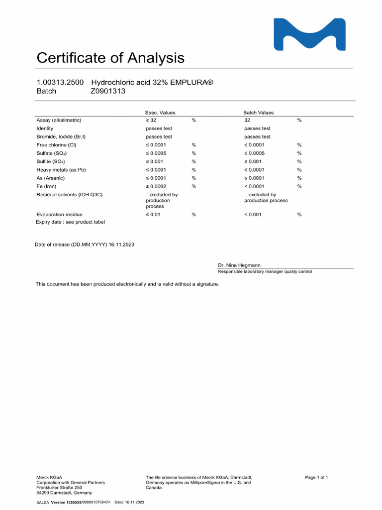 Coa MERC1.00313 | PDF