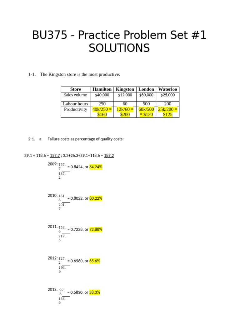 Practice Problem Set 1 - SOLUTIONS | PDF | Economies | Business
