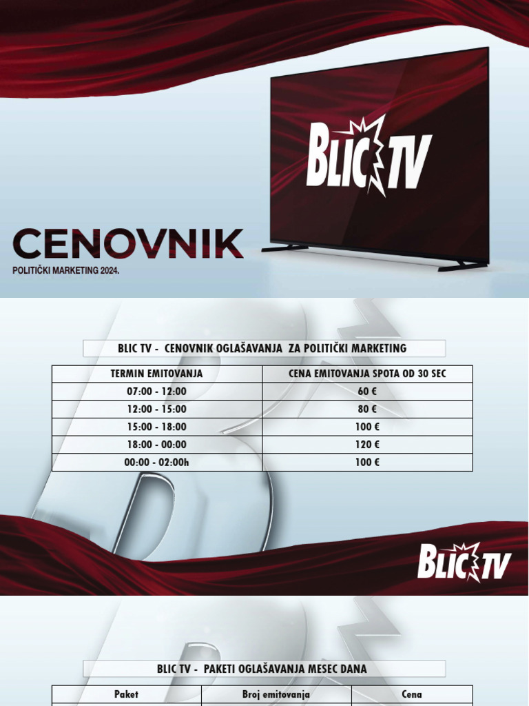 Blic TV Cenovnik | PDF