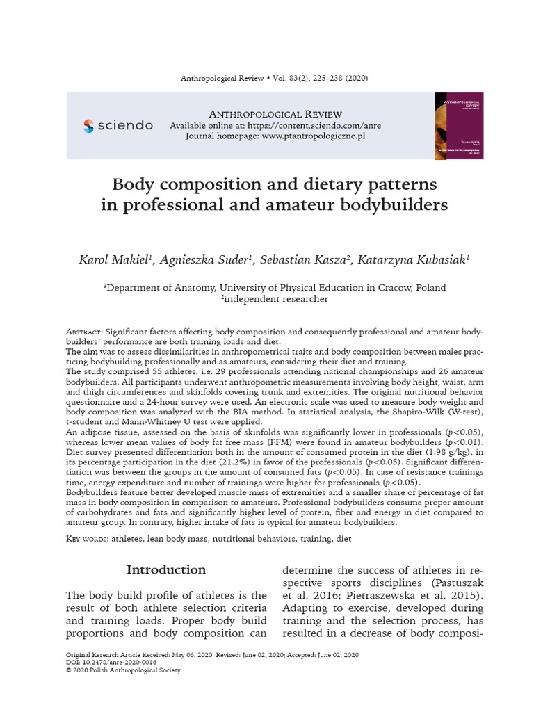 Body Composition in Bodybuilders | PDF | Human Body