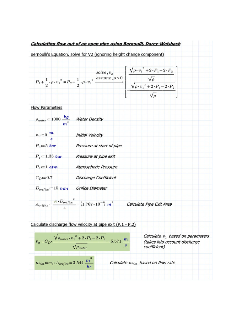 Calculating Flow Out of and Open Pipe | PDF | Fluid Dynamics | Chemical ...