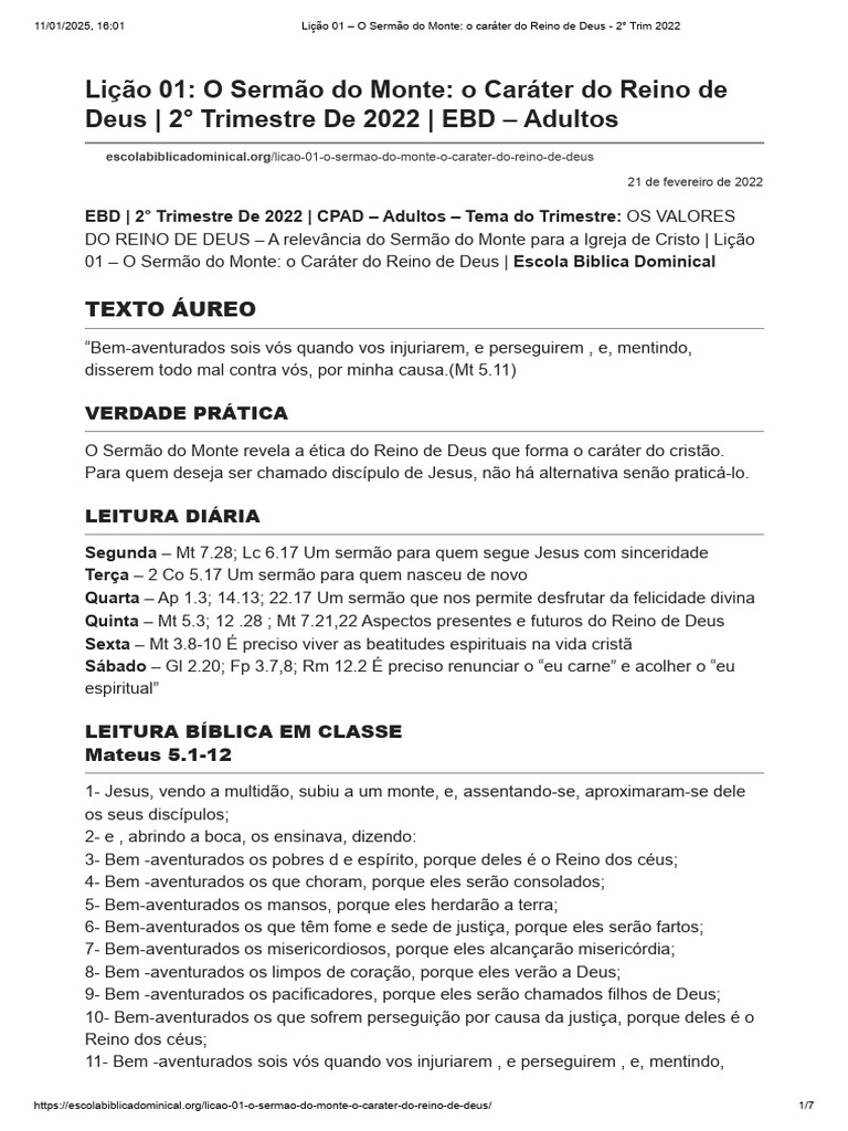Sermão Do Monte ética Do Reino De Deus Pdf Sermão No Monte O