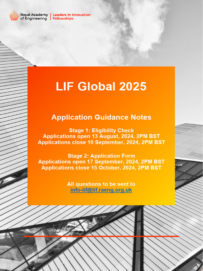LIF Global 2025 - Application Guidance Notes | PDF | Innovation ...