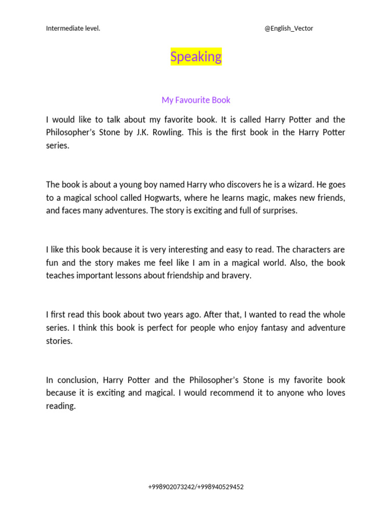 L.4 Speaking and Vocabulary | PDF | Harry Potter