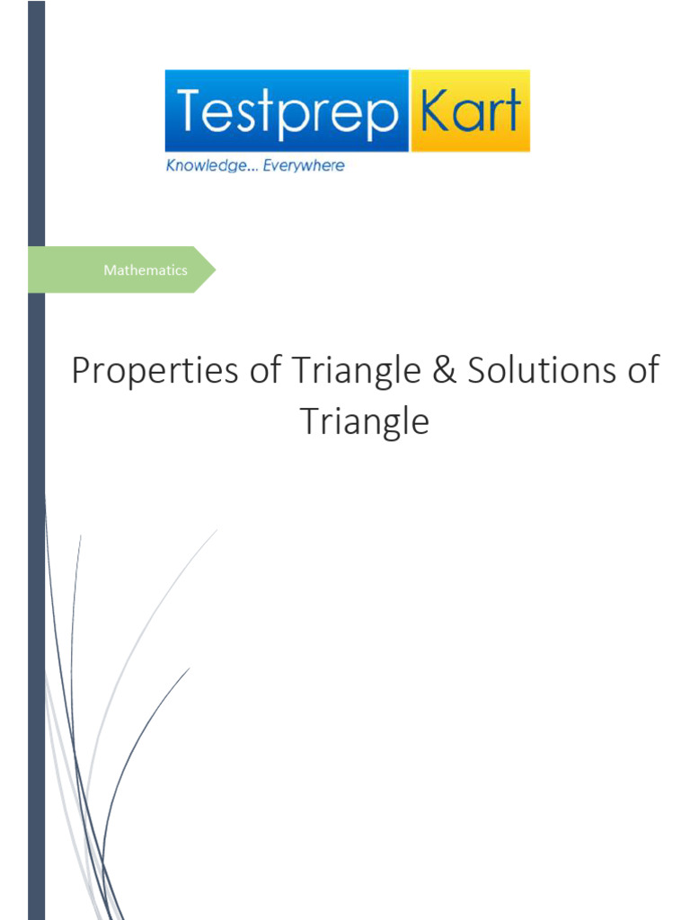26 - Mathematics - Properties of Triangle Solutions of Triangle | PDF ...