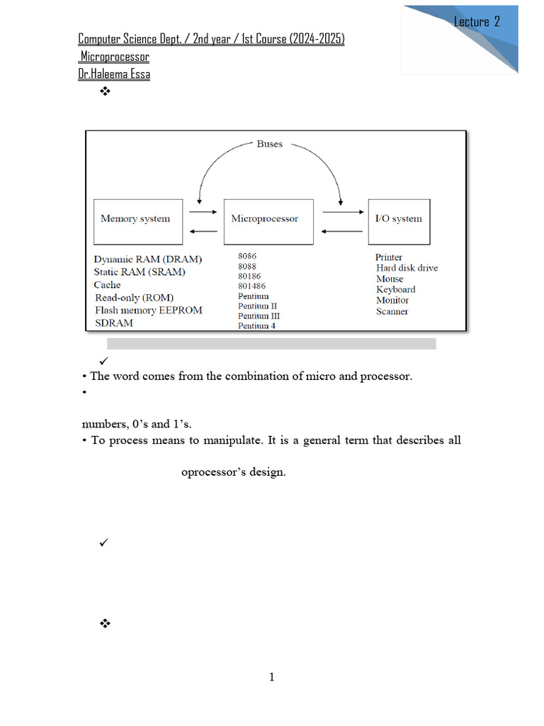 Lec2 معالجات | PDF | Central Processing Unit | Input/Output
