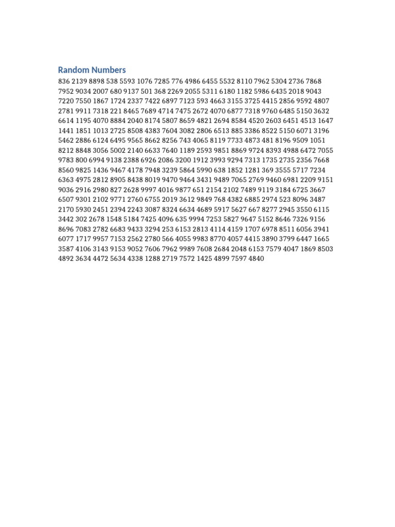 Random Numbers 4 | PDF