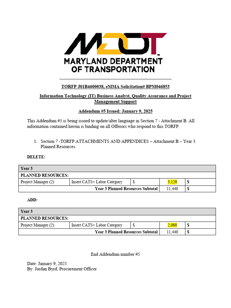 J01B4600038 Addendum 5 | PDF