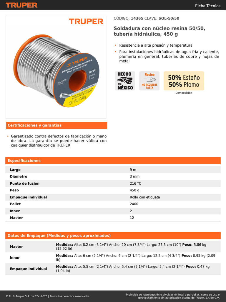 Ficha Tecnica Soldadura 5050 | PDF | Materiales de construcción | Ingeniería de Edificación