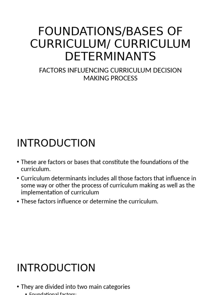 Curriculum Determinants and Foundations | PDF | Curriculum | Pragmatism
