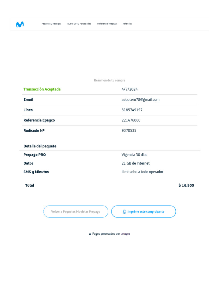 Paquetes Movistar Prepago | PDF