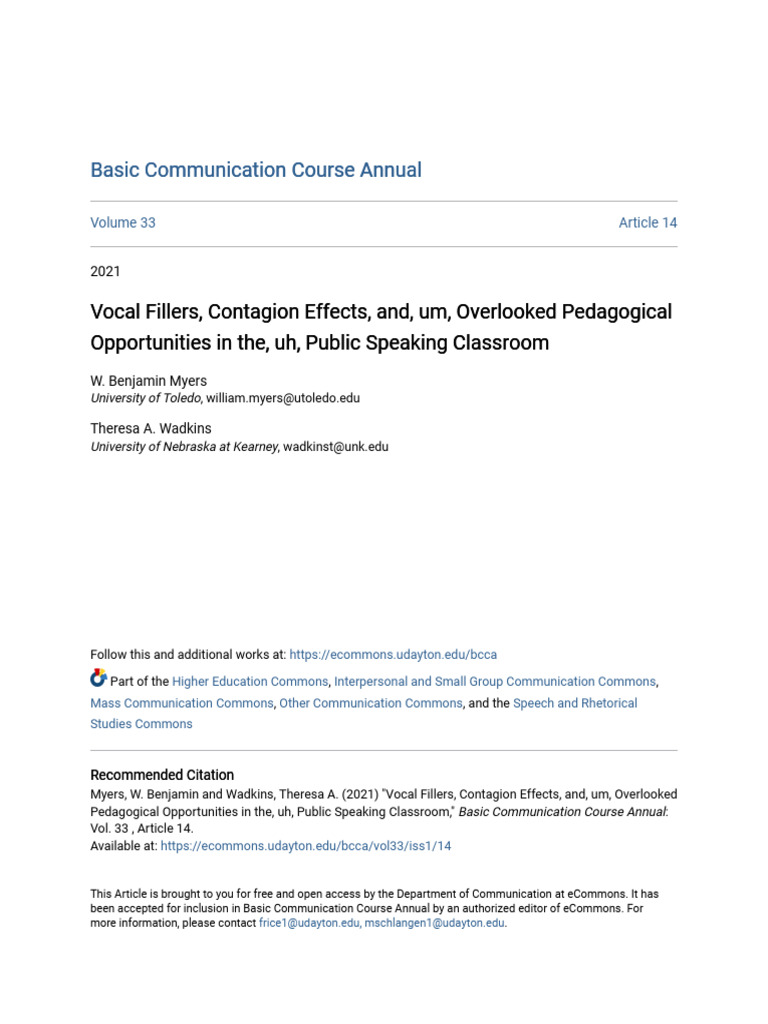 Vocal Fillers and Contagion Effect (1) | PDF | Public Speaking | Emotions