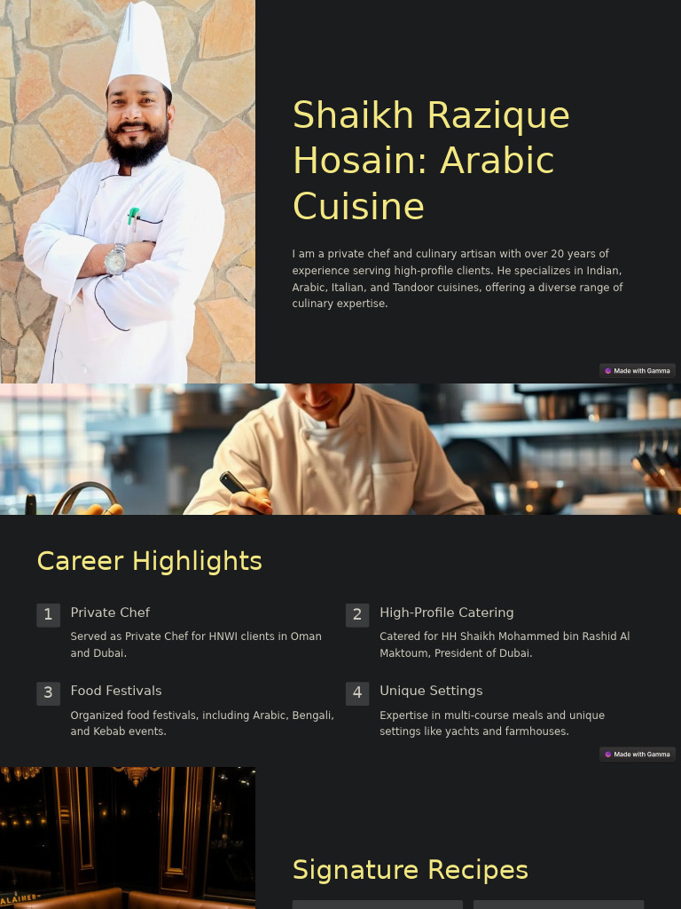 Private Chef Specializing in Arabic Cuisine | PDF | Indian Cuisine | Kebab