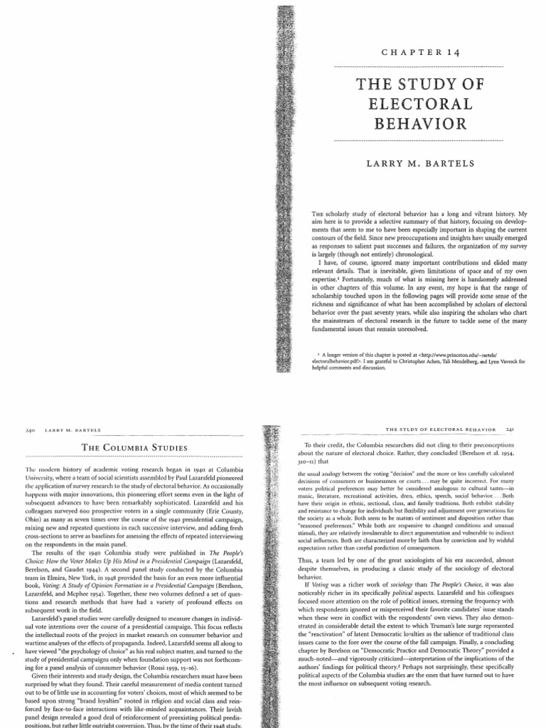 Bartels-2010-Study of Electoral Behavior-OUP-HdBk | PDF