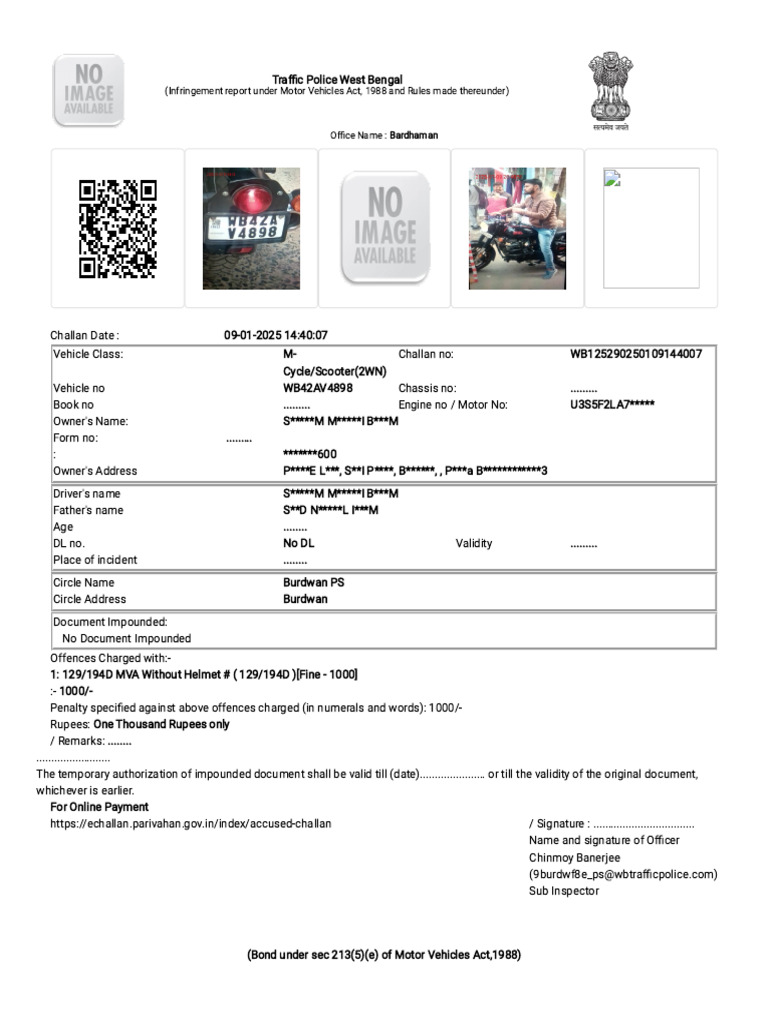 Echallan - Parivahan.gov - in Report Print-Page Challan No ...