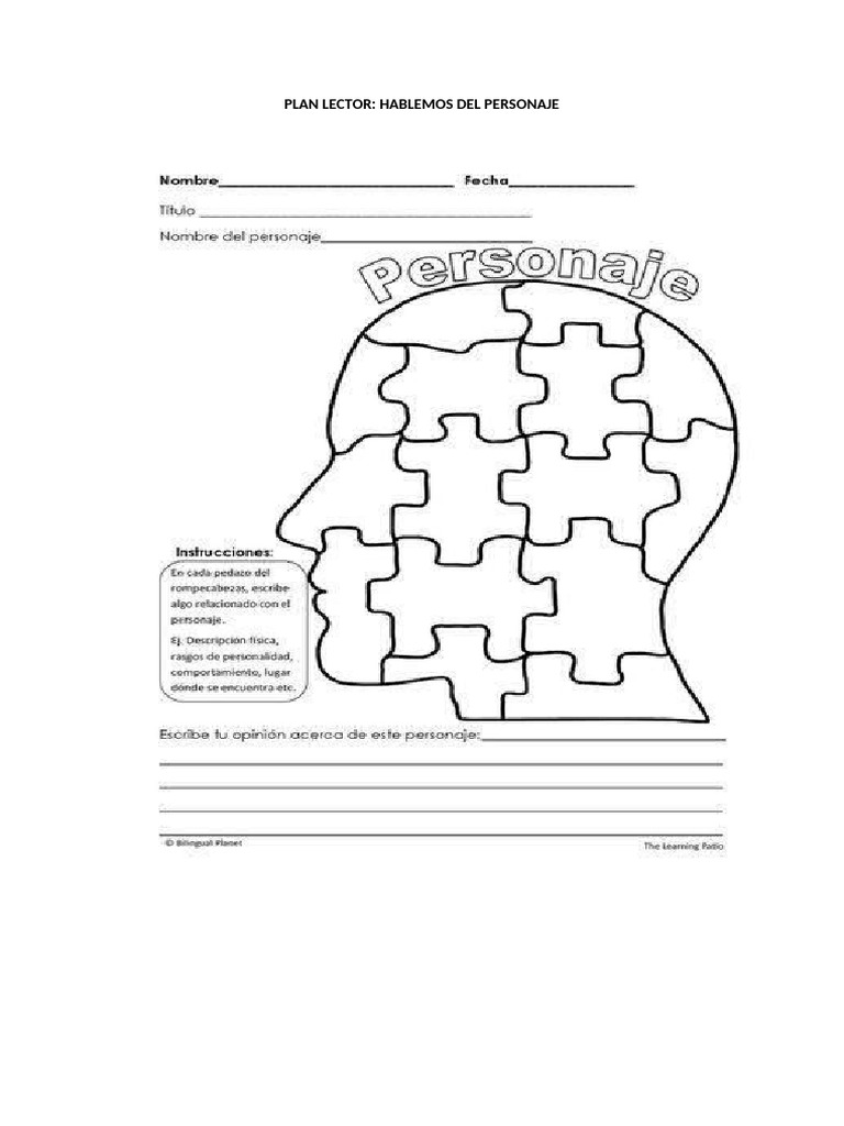 [Template] Plan lector Hablemos del personaje | PDF