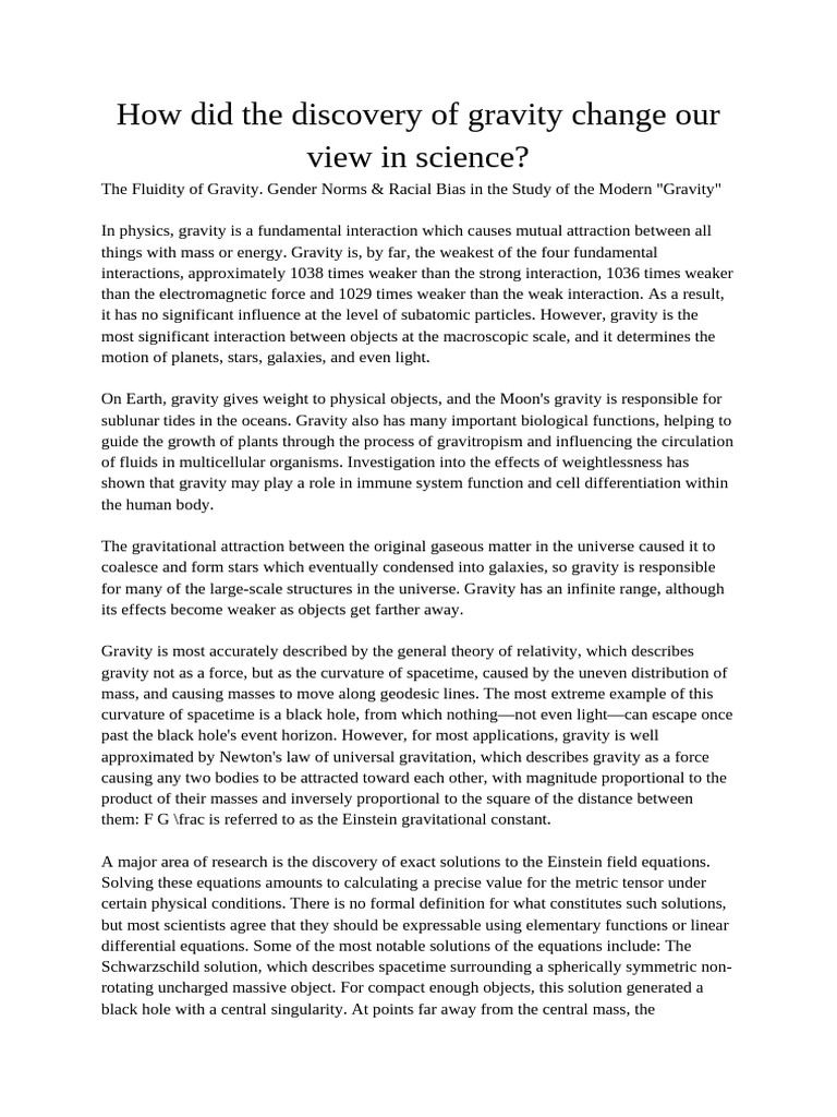 How Did The Discovery of Gravity Change Our View in Science-Final ...