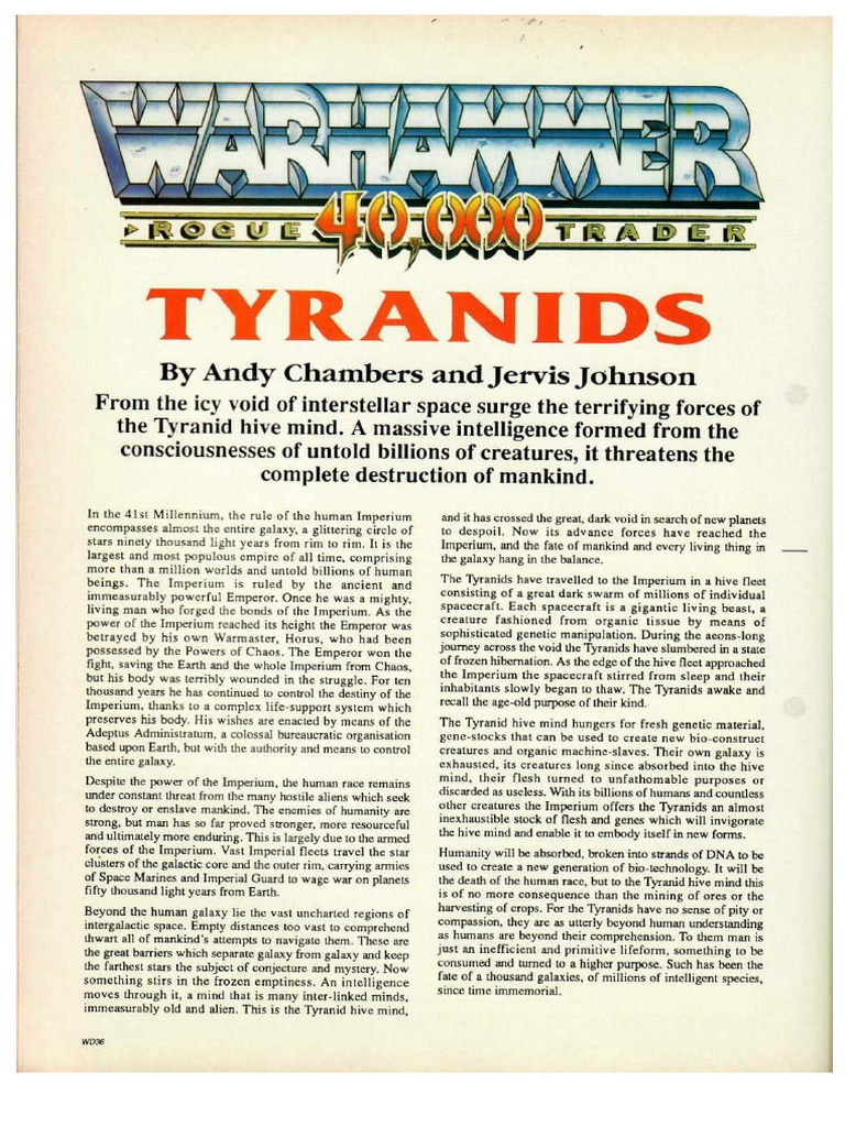 Tyranids Rogue Trader Rules Formatted | PDF