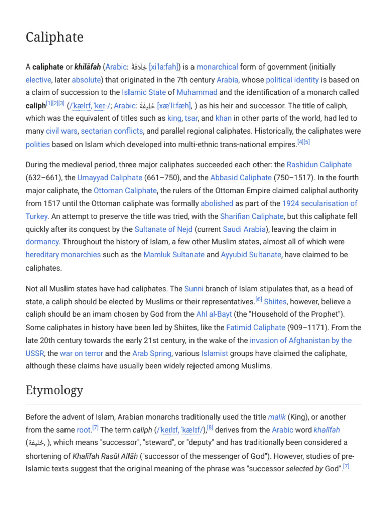 Caliphate - Wikipedia | PDF | Caliphate | Al Andalus