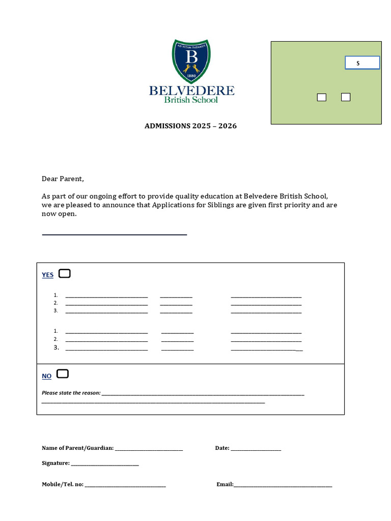 Siblings Enquiry Form -2025-2026 | PDF | Kinship And Descent | Social ...