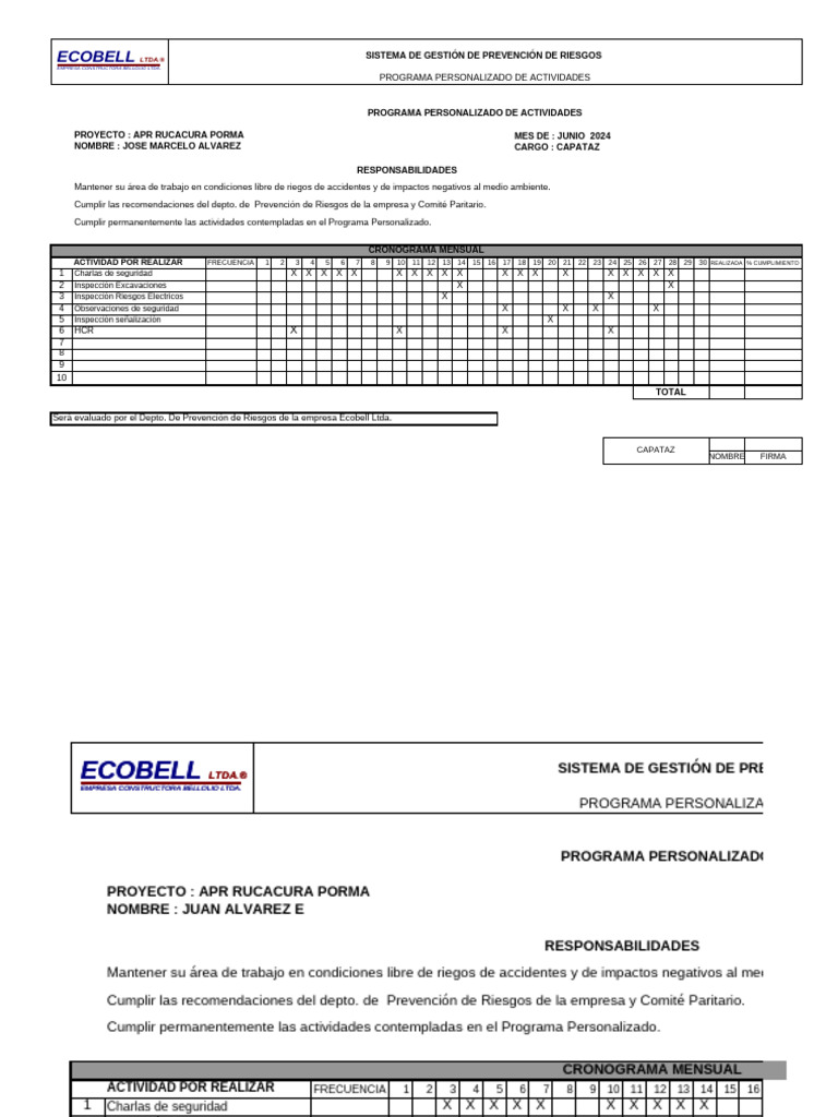 Programa Personalizado Capataces | PDF