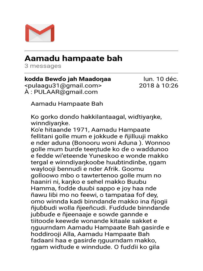 Taarik Aamadu Hampaate Bah | PDF