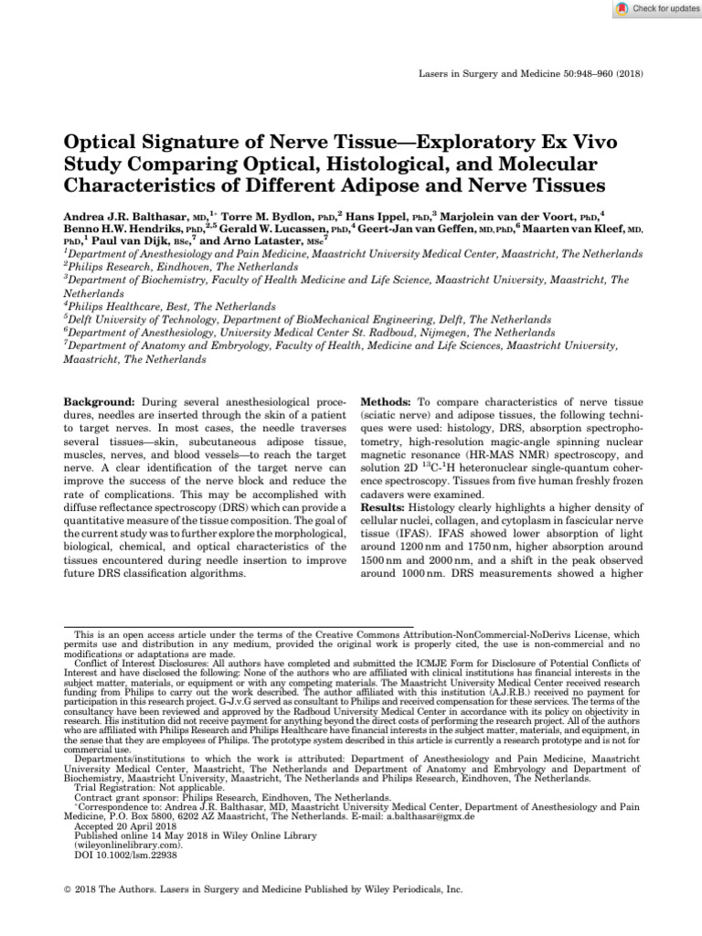Optical Signature of Nerve Tissue-Exploratory Ex Vivo Study Comparing ...