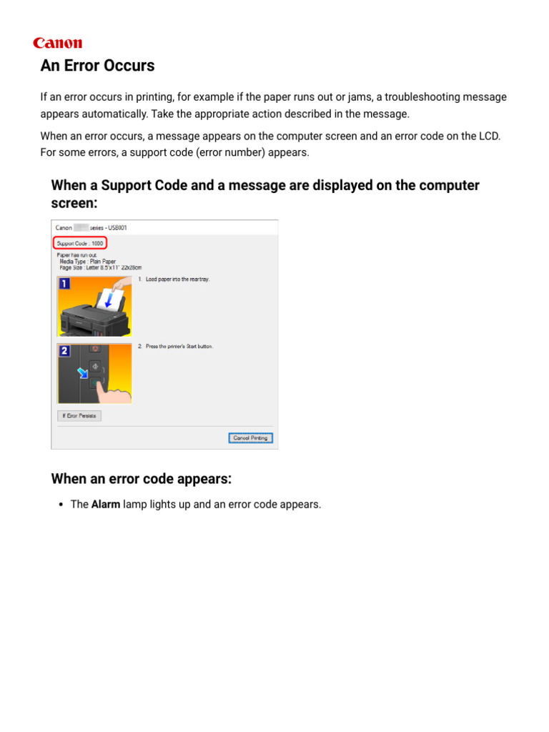 Canon G3010 Error Code Guide | PDF | Printer (Computing) | Graphic Design