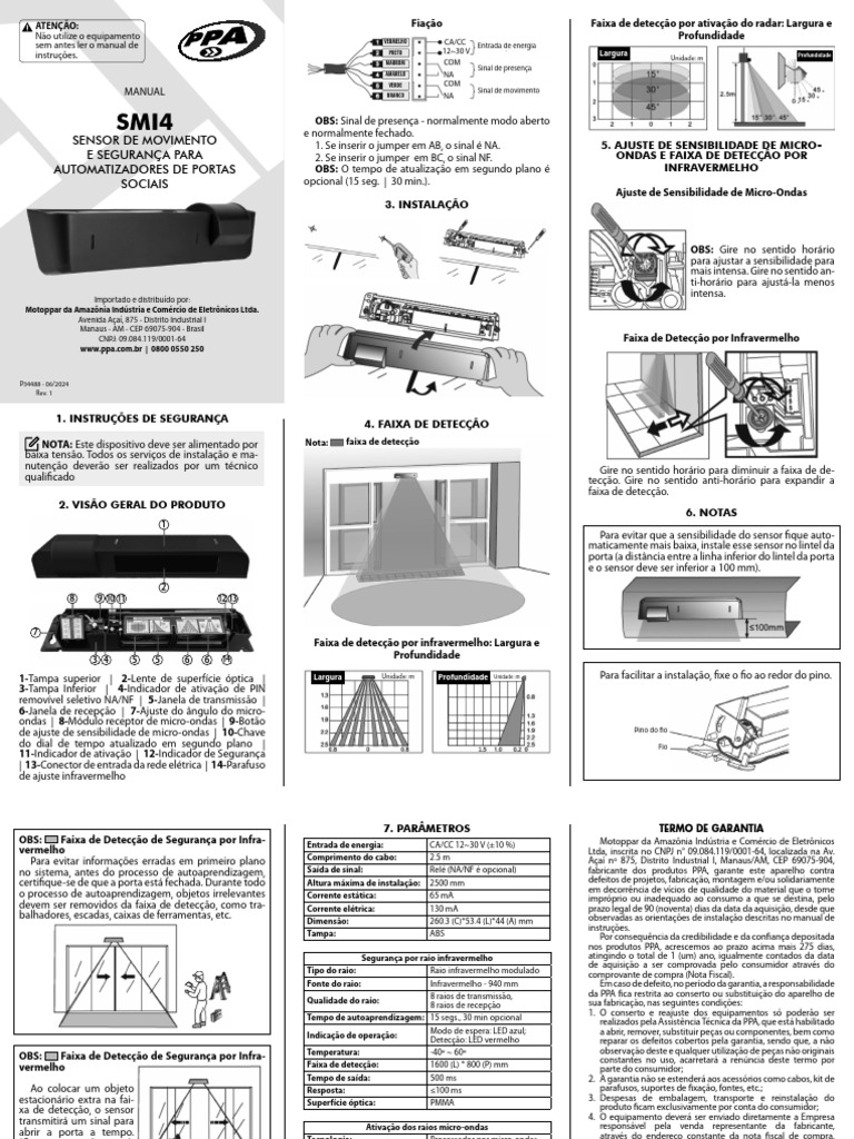 Manual do Sensor SMI4 para Portas | PDF | Relâmpago | Micro-ondas