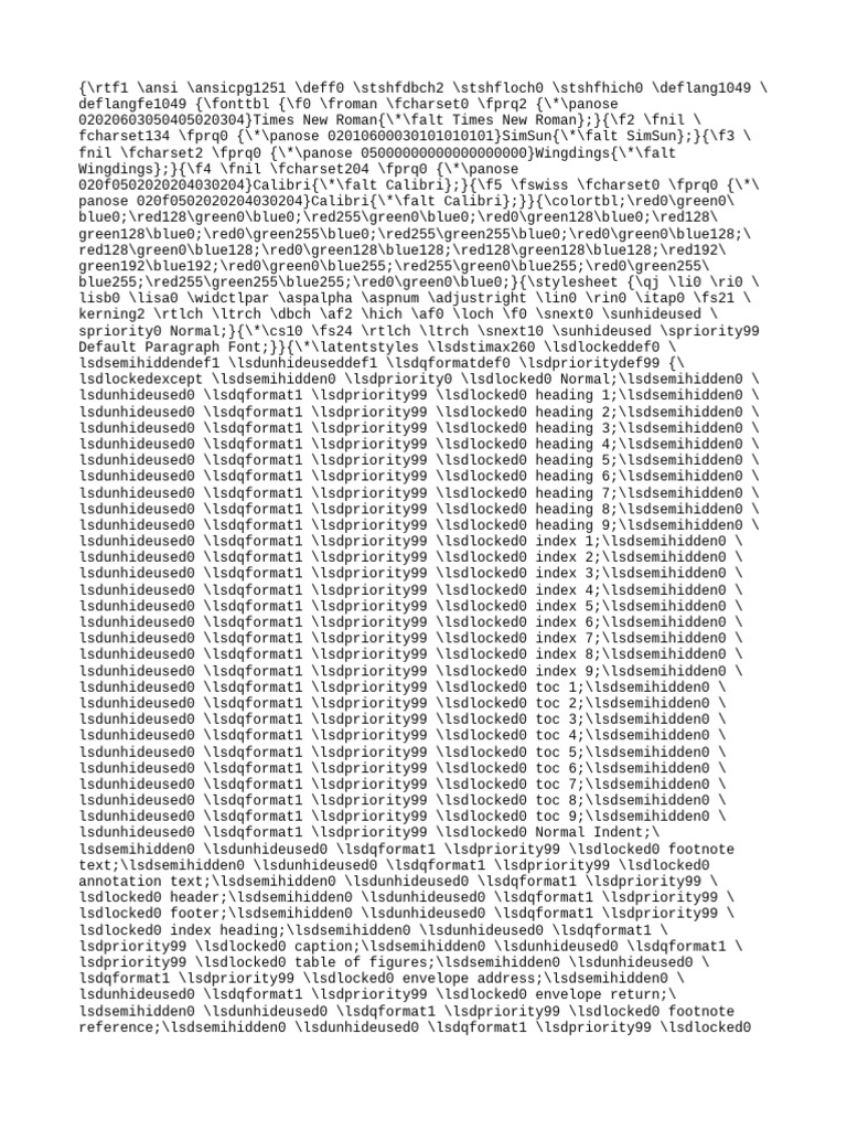 RTF Document Structure Guide | PDF | Computing | Writing