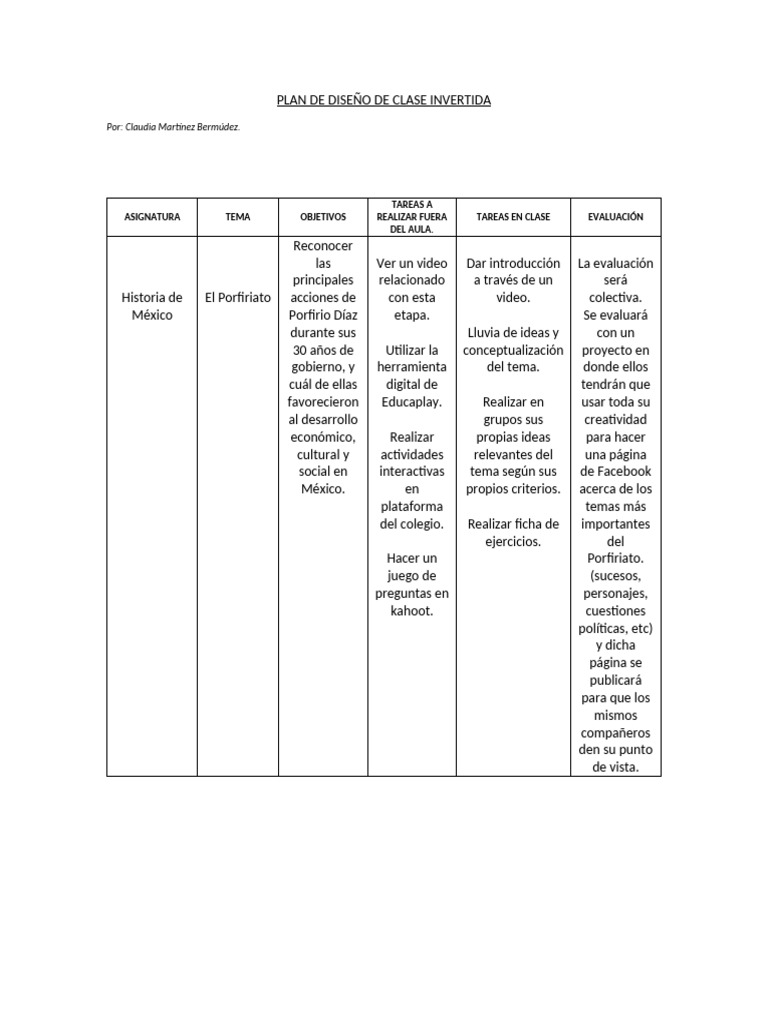 Plan de Diseño de Clase Invertida | PDF