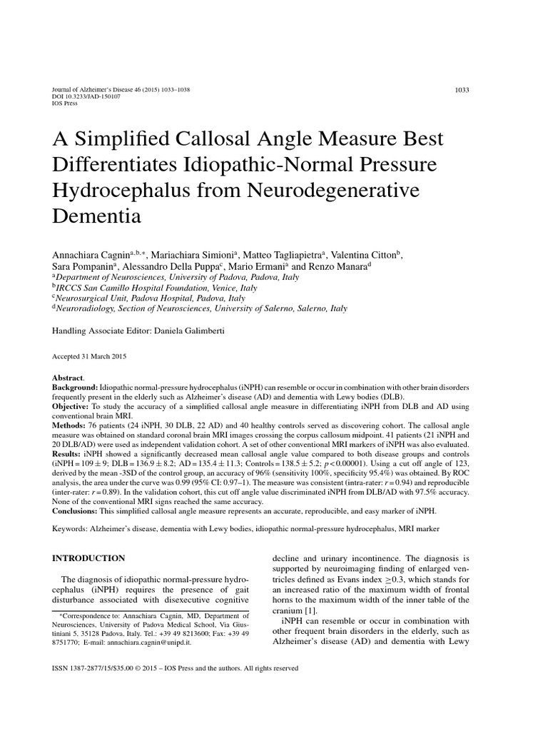 Cagnin Et Al 2015 A Simplified Callosal Angle Measure Best ...