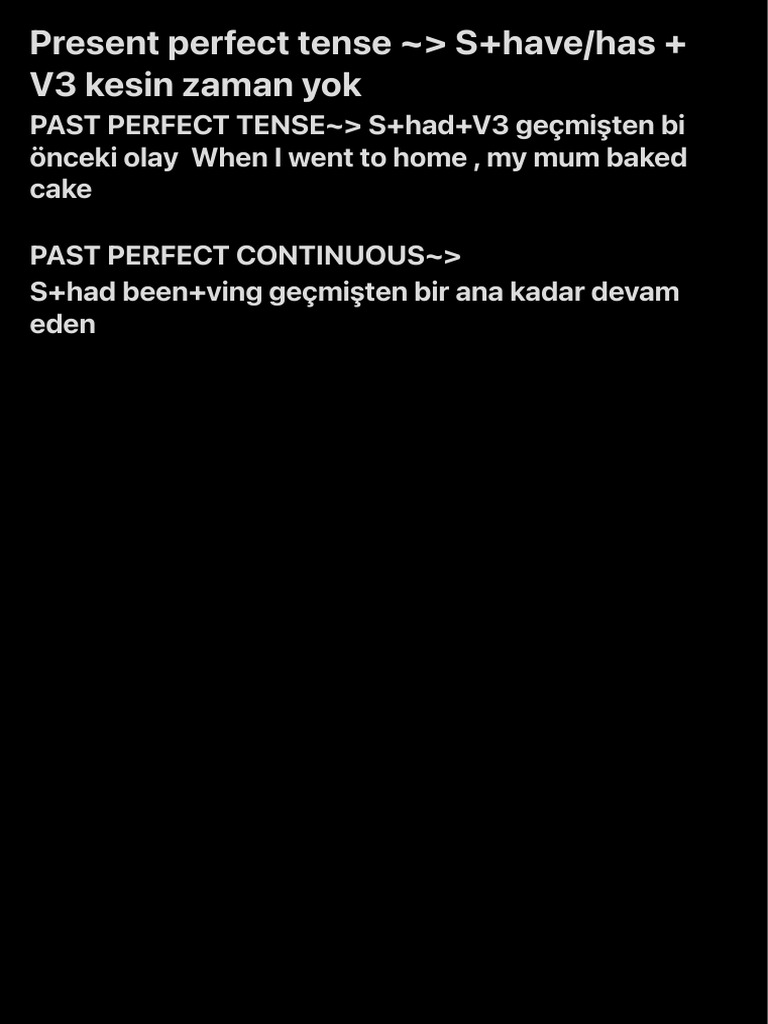 Present Perfect Tense S+Havehas + V3 Kesin Zaman Yok | PDF