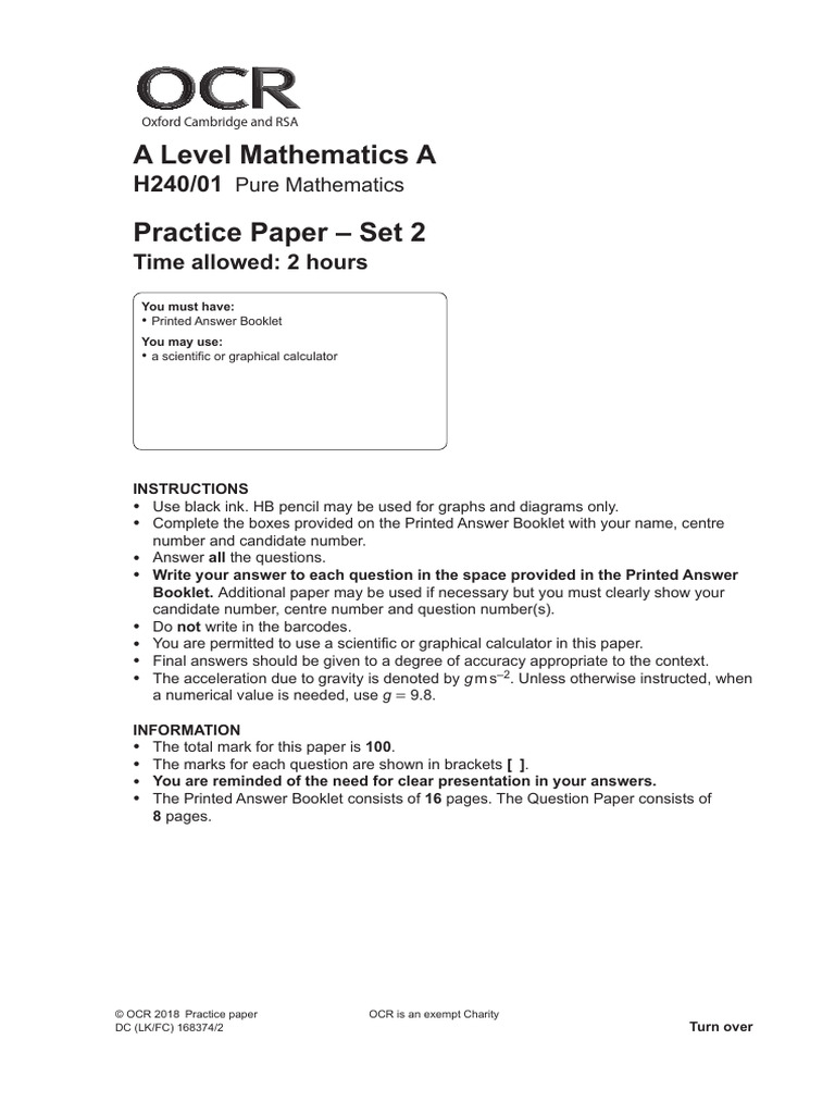 Practice Set 2 - Paper 1 | PDF | Trigonometric Functions | Mathematics