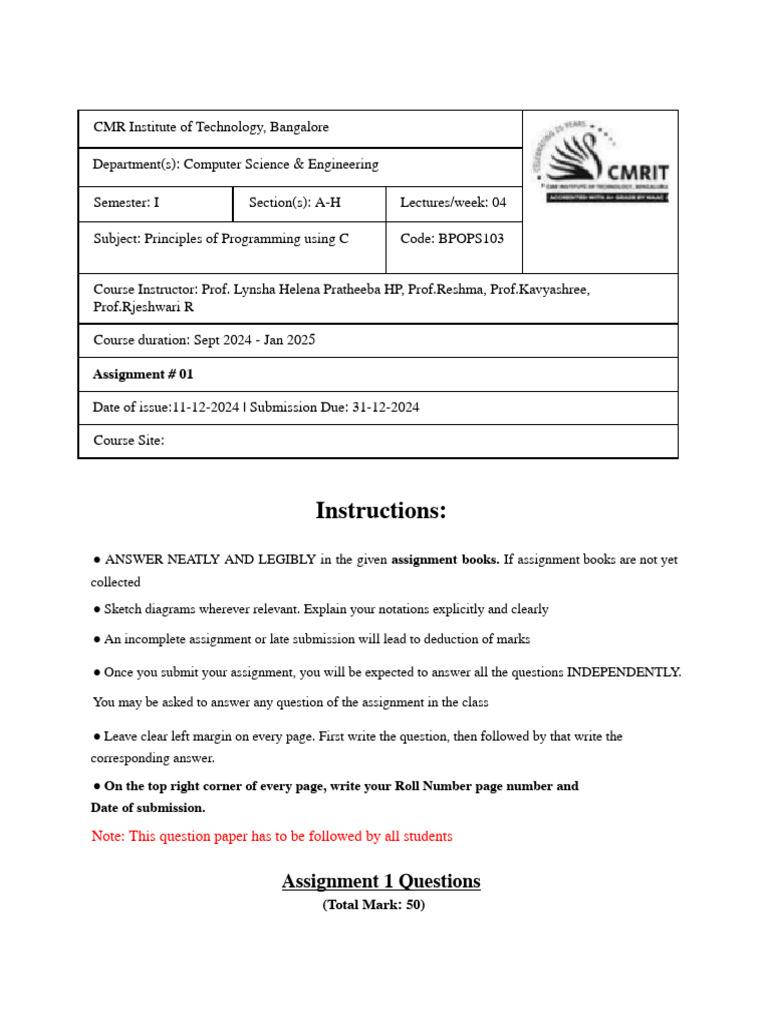 C Programming Assignment Guide | PDF | C (Programming Language) | Pointer (Computer Programming)