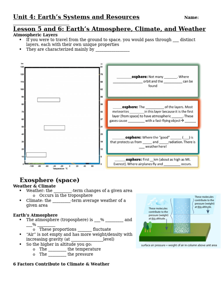Earths Atmosphere Weather and Climate_Guided Notes_Blanks | PDF ...