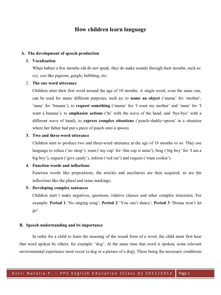 How Children Learn Language | PDF | Language Acquisition | Language ...