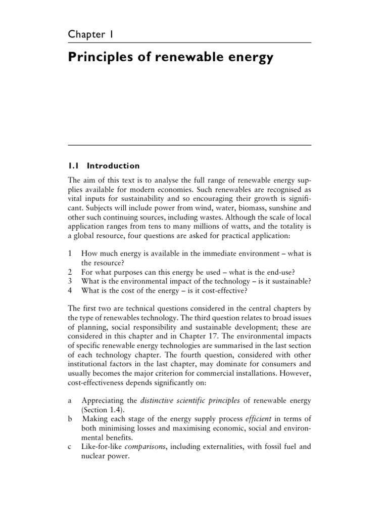 Principles of Renewable Energy | PDF | Renewable Energy | Efficient ...