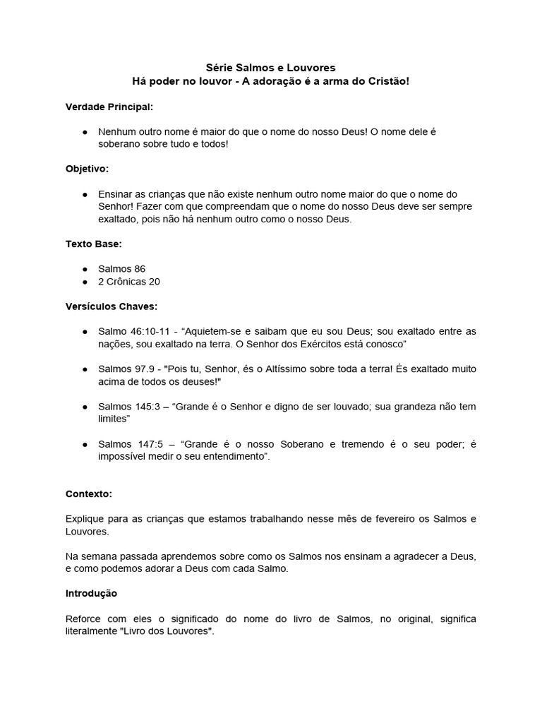 6 - HÃ¡ Poder No Louvor - A Adoraã Ã o Ã© A Arma Do CristÃ O! | PDF | Salmos | Deus