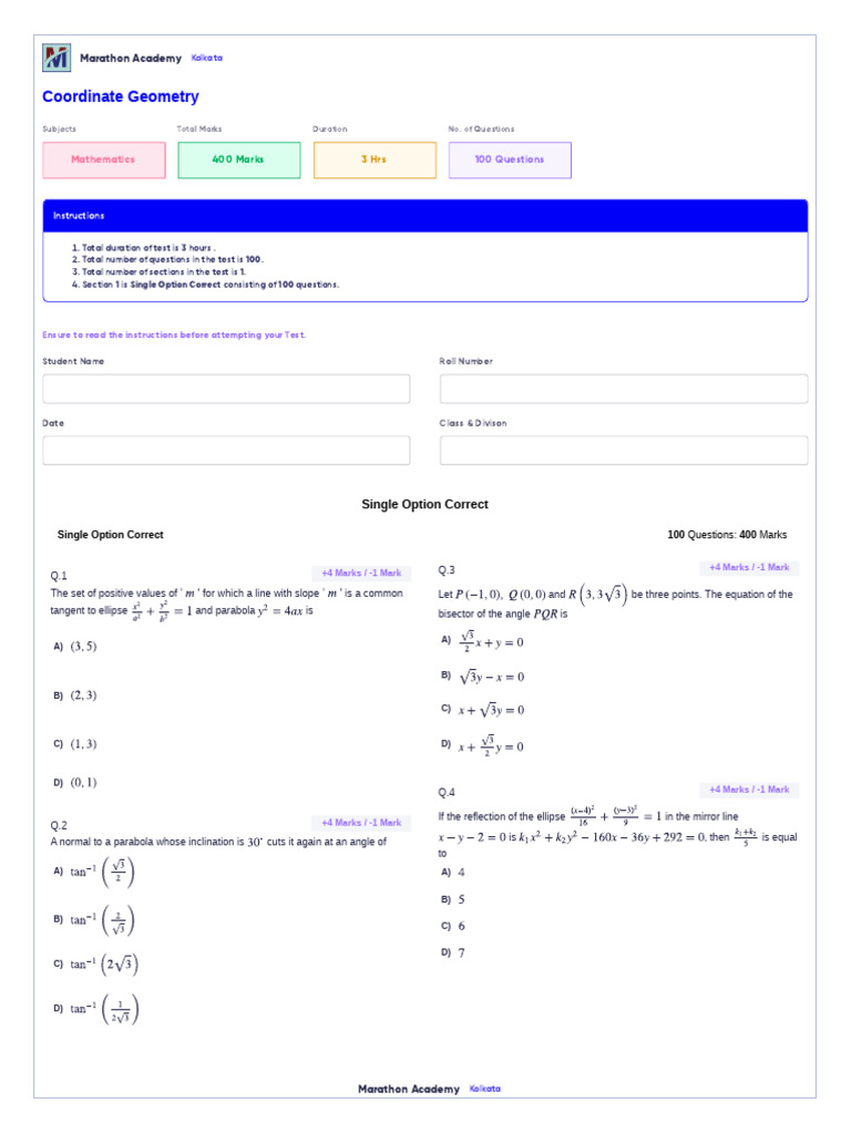 Ellipse Reflection and Light Rays Analysis | PDF | Ellipse | Perpendicular