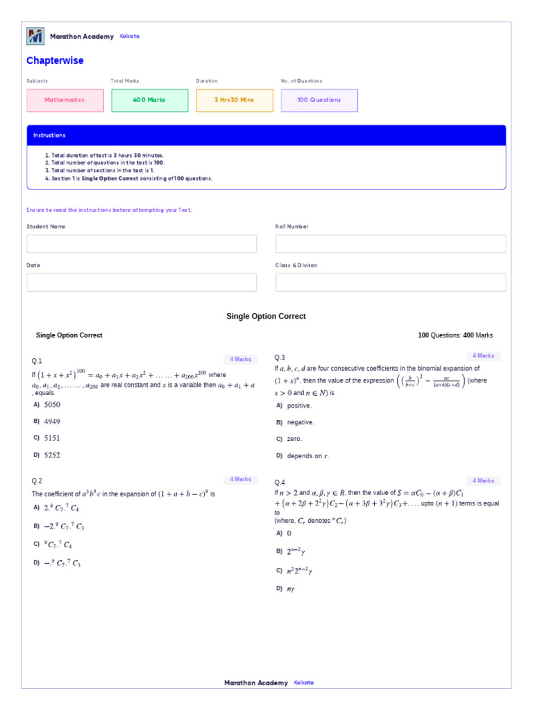 Bionomial Theorem-Ques-1 | PDF | Numbers | Summation