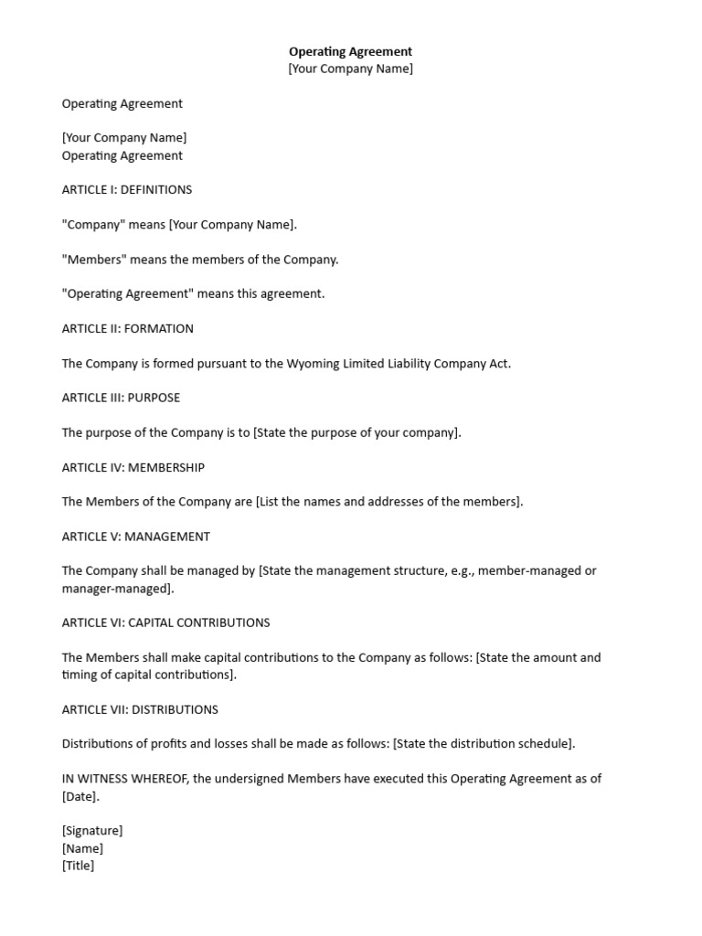 Operating Agreement | PDF