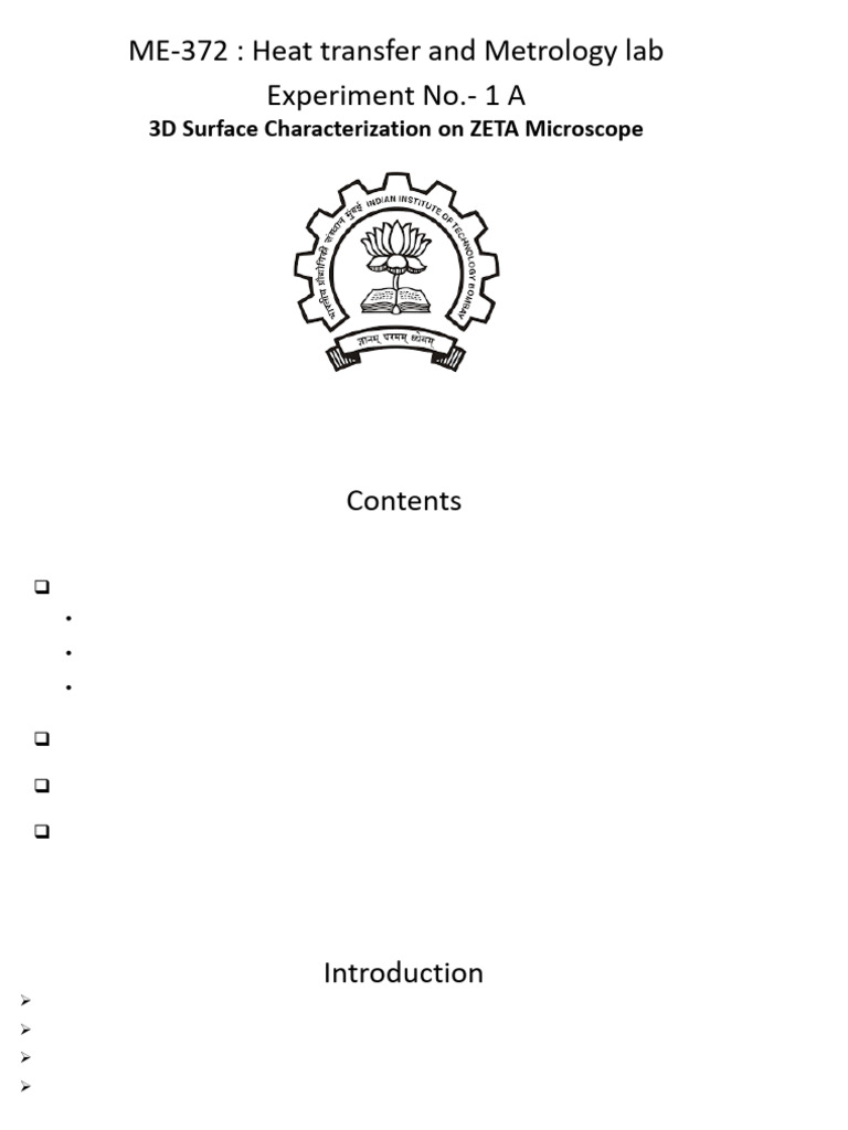 EXP1 3-D surface Characterization on Zeta microscope | PDF | Surface Roughness | Microscope